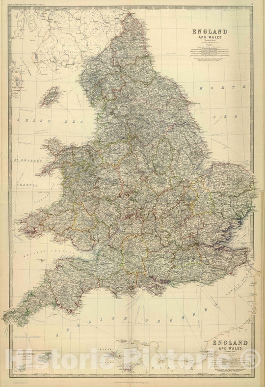 Historic Wall Map : 1879 Composite: England and Wales. - Vintage Wall ...