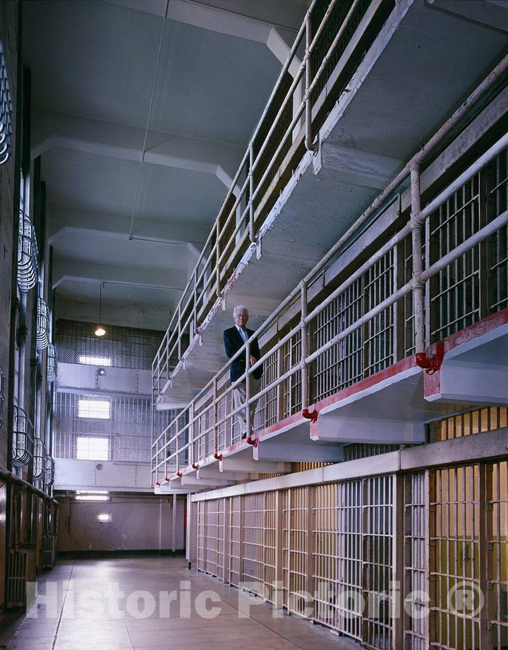 Photo - Former Prison Guard Standing on Balcony, Inside Alcatraz Penit ...
