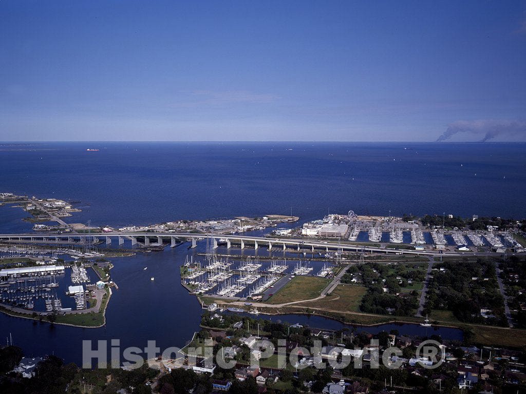 Kemah, TX Photo - Aerial View of Kemah, TX, Near Houston, Looking Out ...