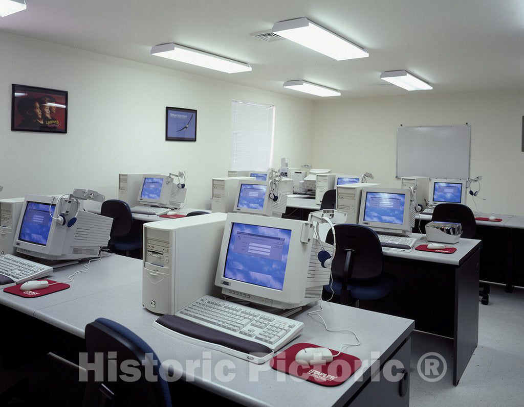 United States Photo - School Computer lab - Historic Pictoric