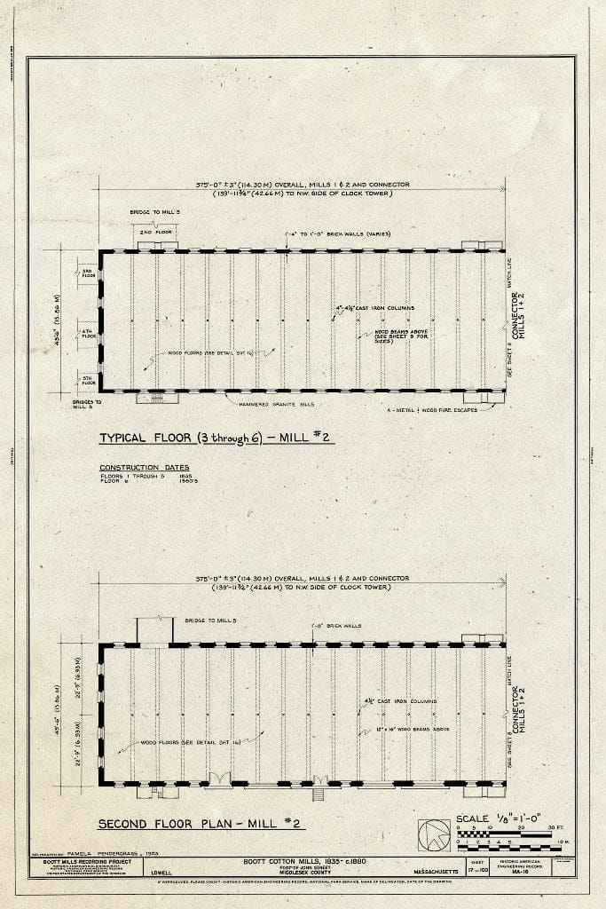Blueprint Typical Floor (3 Through 6) - Mill #2, Second Floor Plan - M ...