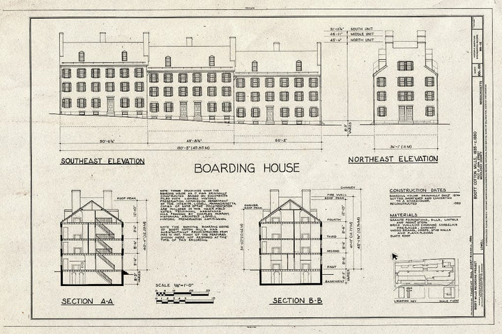 Blueprint Boarding House - Southeast Elevation, Southwest Elevation, S ...
