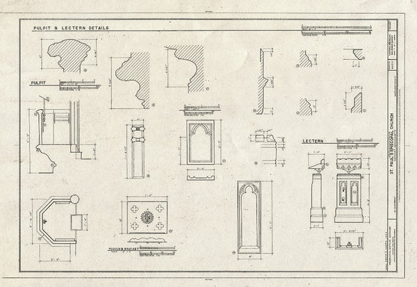 Blueprint Pulpit and Lectern Details - St. Paul's Episcopal Church, 11 ...