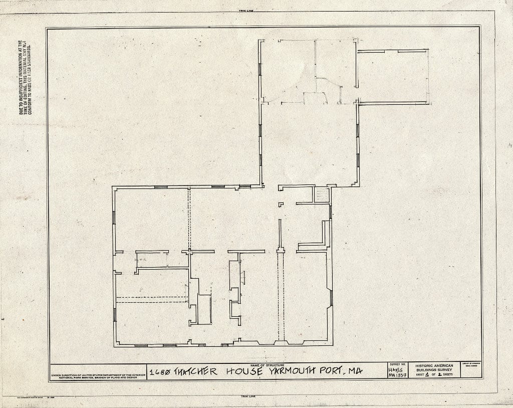 Blueprint First Floor Plan - 1680 Thatcher House, Route 6A & Thacher S ...