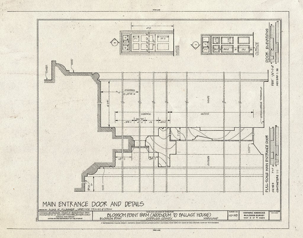 Blueprint Main Entrance Door and Details - Blossom Point Farm, La Plat ...