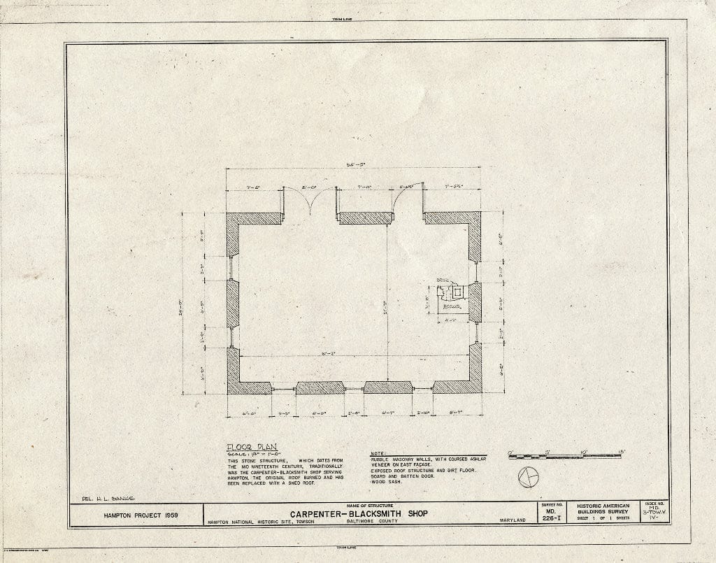 Blueprint HABS MD,3-Tow.V,1V- (Sheet 1 of 1) - Hampton, Carpenter-Blac ...