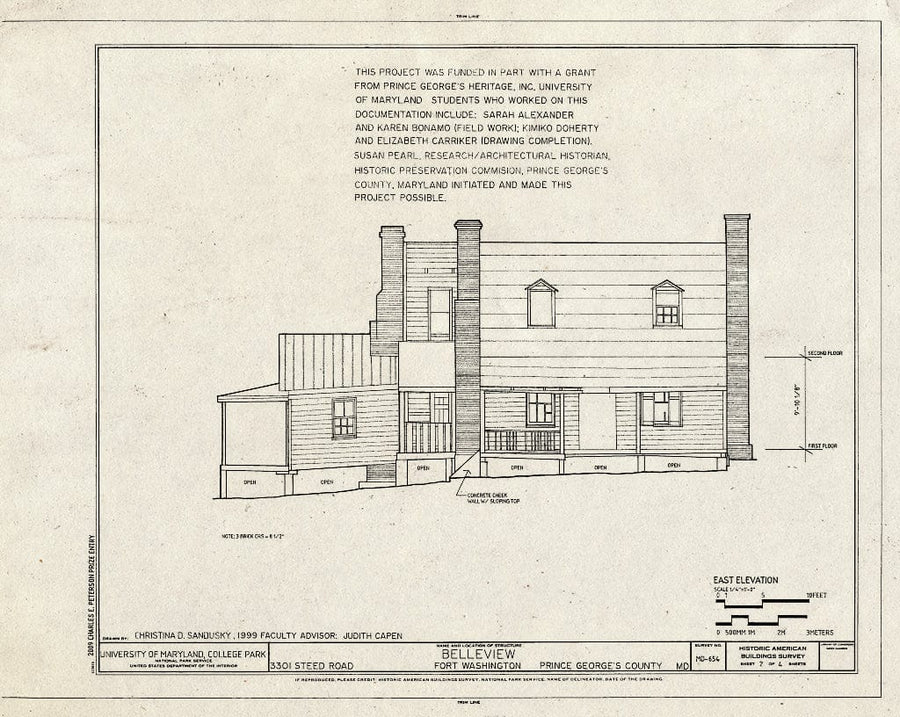 Blueprint East Elevation - Belleview, 3201 Steed Road, Fort Washington ...