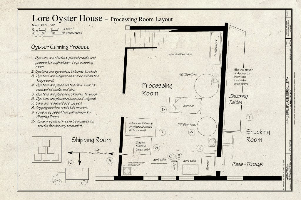 Blueprint Processing Room Layout - J.C. Lore Oyster House, 14430 Solom ...