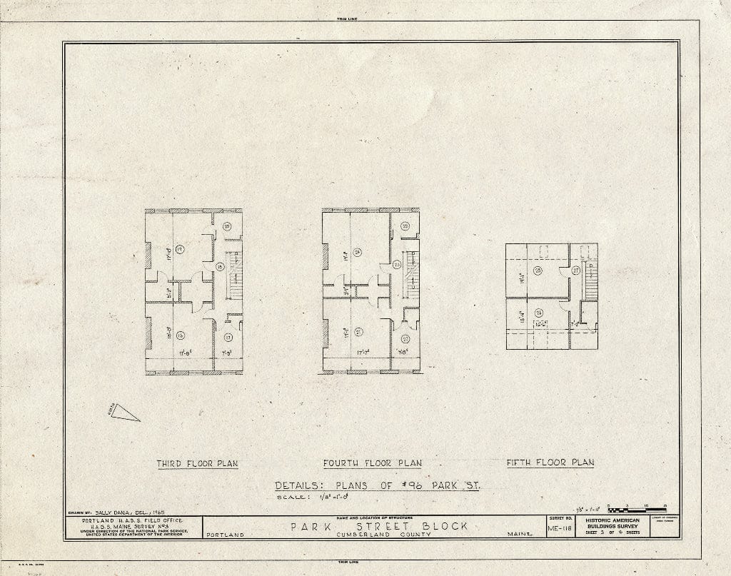 Blueprint HABS ME,3-Port,23 (Sheet 3 of 4) - Park Street Block, Park ...
