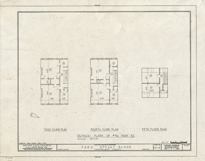Blueprint HABS ME,3-Port,23 (Sheet 3 of 4) - Park Street Block, Park ...