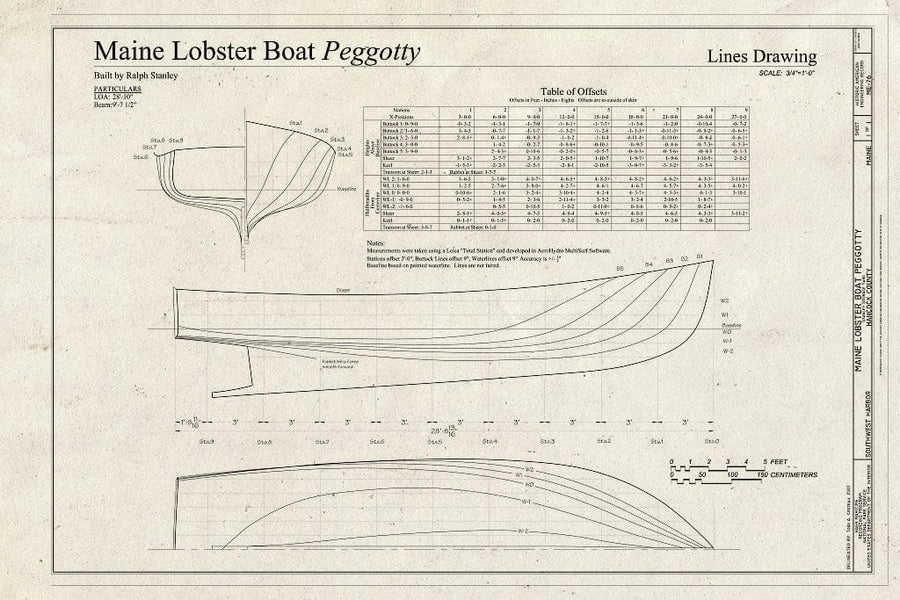 Blueprint Maine Lobster Boat Peggotty, Lines Drawing - Maine Lobster B ...