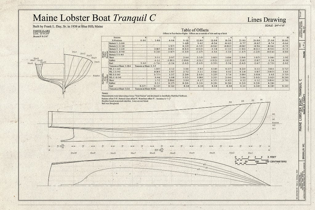 Blueprint Maine Lobster Boat Tranquil C, Lines Drawing - Maine Lobster ...