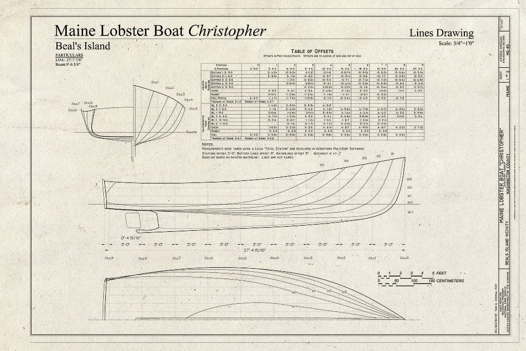 Blueprint Maine Lobster Boat Christopher, Lines Drawing - Maine Lobste ...