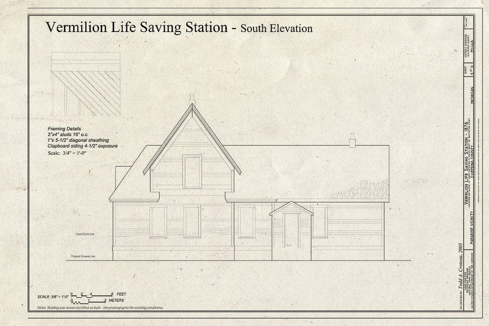 Blueprint Vermilion Life Saving Station - South Elevation - Vermilion ...