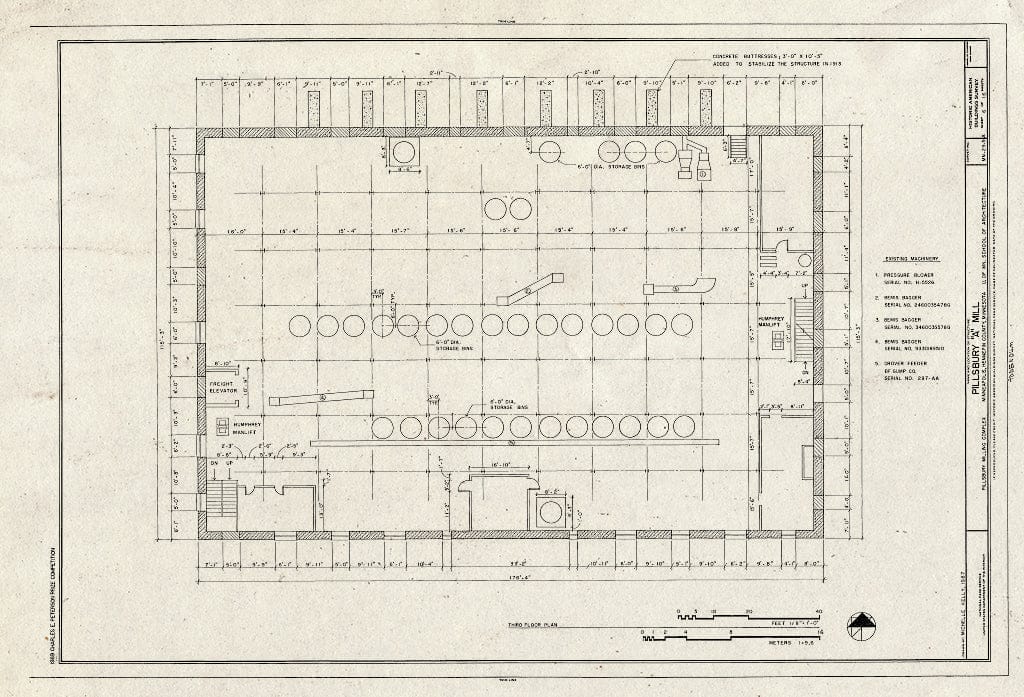 Blueprint Third Floor Plan - Pillsbury Milling Complex, Pillsbury A Mi ...