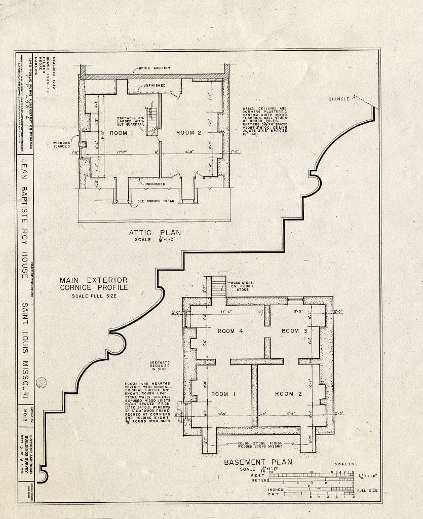 Blueprint HABS MO,96-SALU,16- (Sheet 3 of 9) - Jean Baptiste Roy House ...