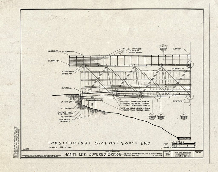 Blueprint 13. Longitudinal Section-South End - Noah's Ark Covered Brid ...