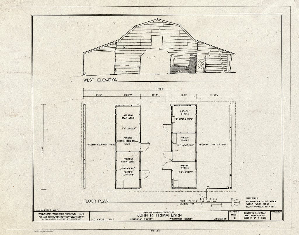 Blueprint HABS Miss,71-Tish.V,10- (Sheet 2 of 2) - John R. Trimm Barn ...