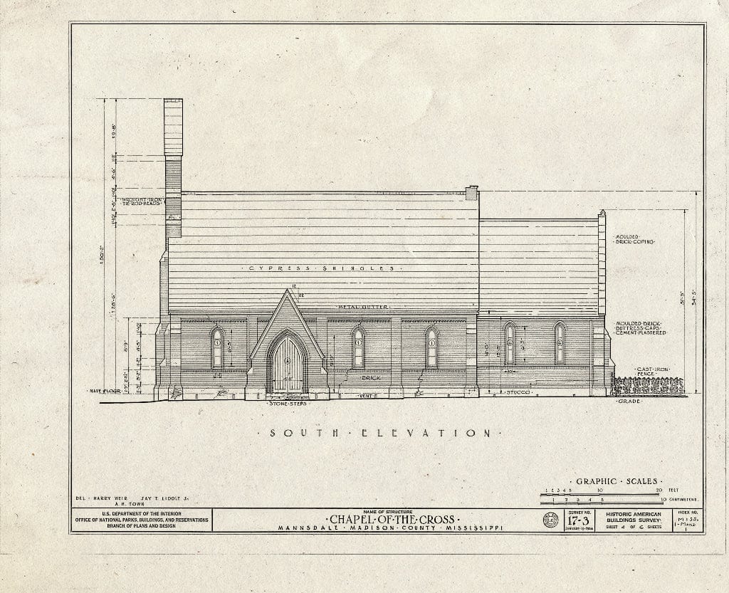Blueprint HABS Miss,45-MAND,1- (Sheet 4 of 6) - Chapel of The Cross, M ...