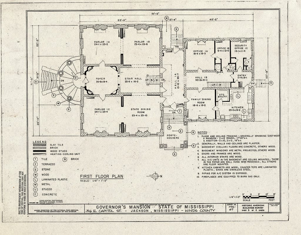 Blueprint HABS Miss,25-Jack,6- (Sheet 3 of 8) - Governor's Mansion, 31 ...