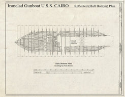 Blueprint Reflected (Hull Bottom) Plan - U.S.S. Cairo Ironclad, Vicksb – Historic Pictoric