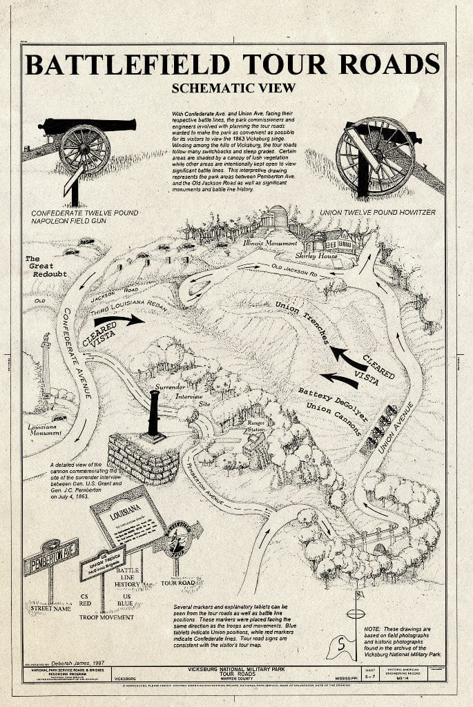 Blueprint Battlefield Tour Roads, Schematic View - Vicksburg National ...