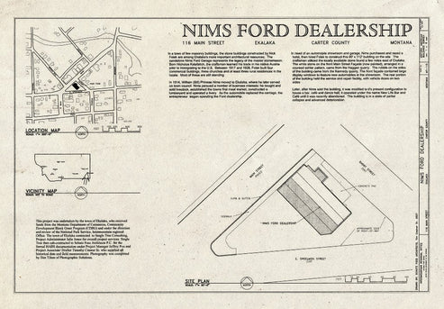 Historic Pictoric : Blueprint Site Plan and map - Nims Ford Dealership