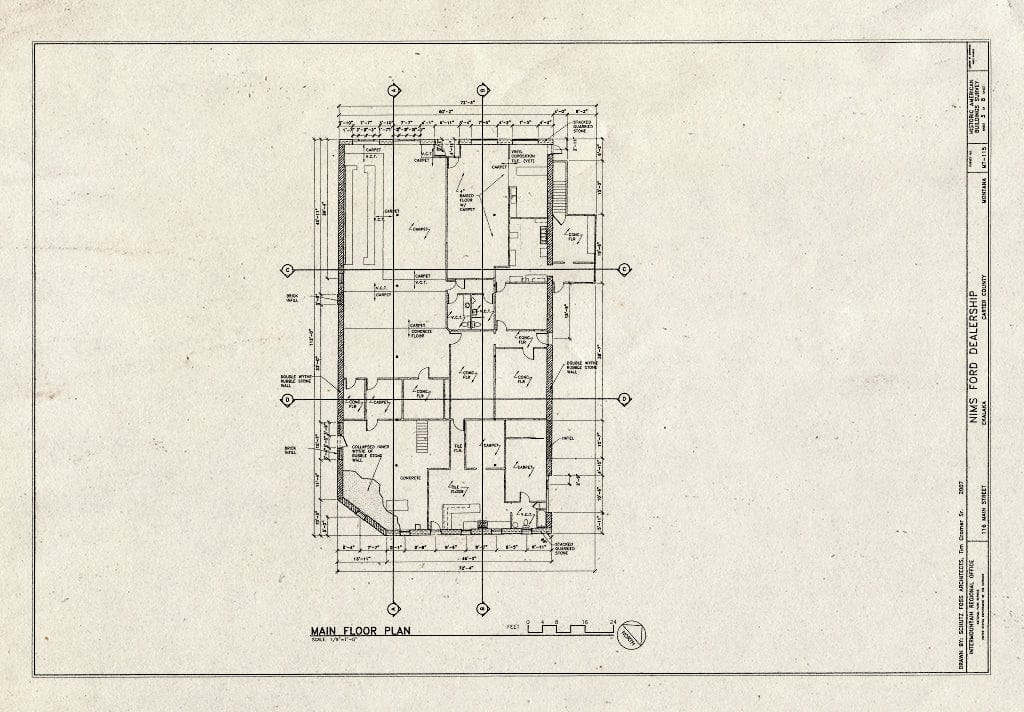 Historic Pictoric : Blueprint Main Floor Plan - Nims Ford Dealership,