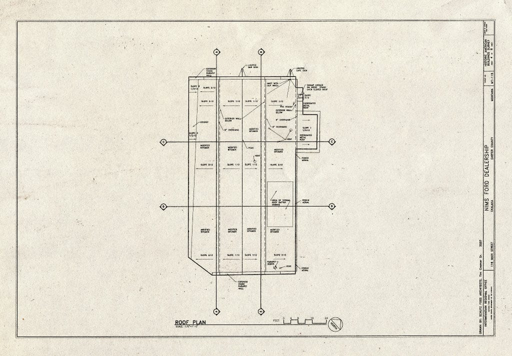 Historic Pictoric : Blueprint Roof Plan - Nims Ford Dealership, 116 No
