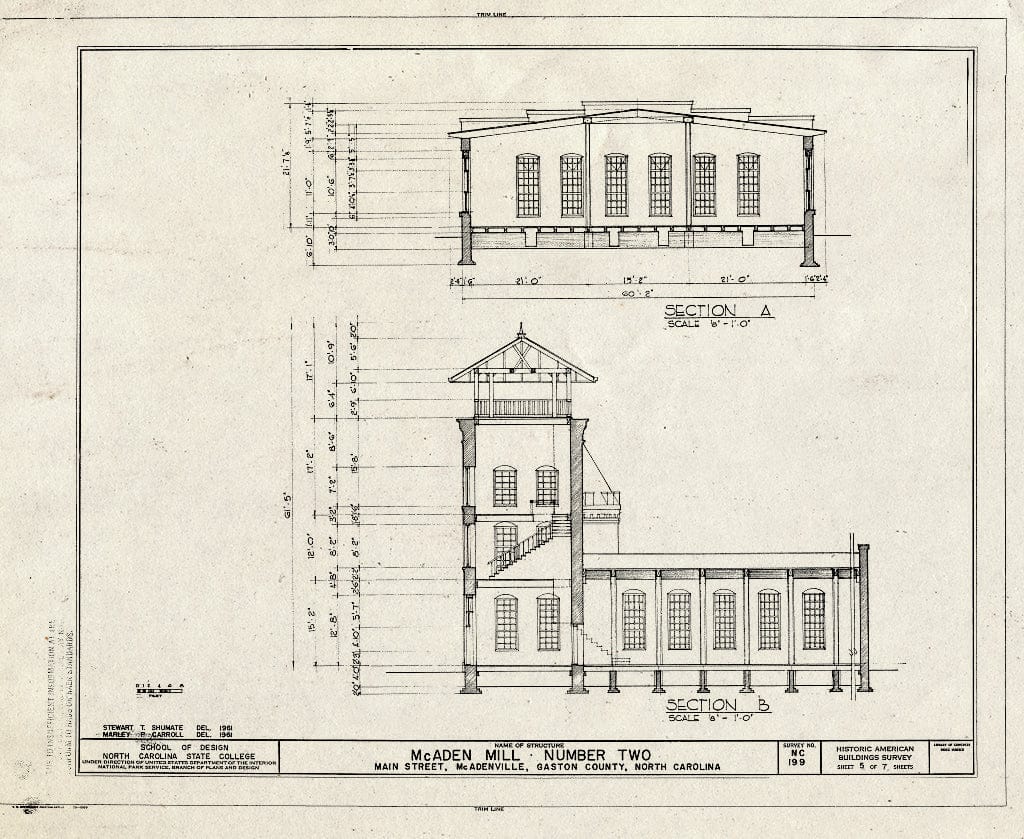Historic Pictoric : Blueprint HABS NC,36-McAD,1B- (Sheet 5 of 7) - McA