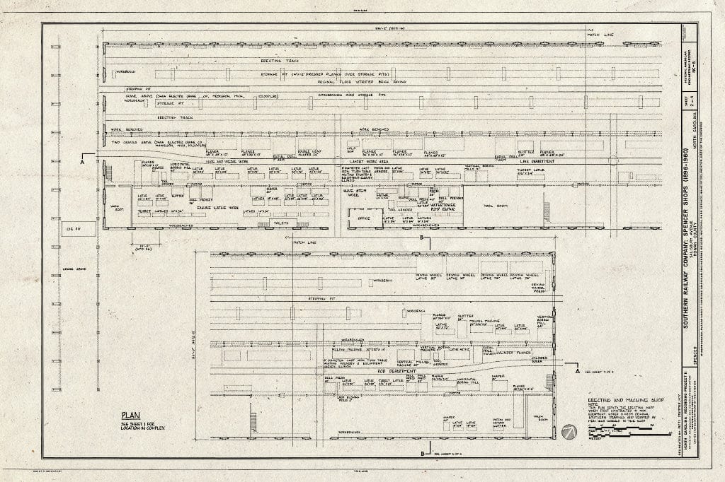 Historic Pictoric : Blueprint Plan, Erecting and Machine Shop - Southe