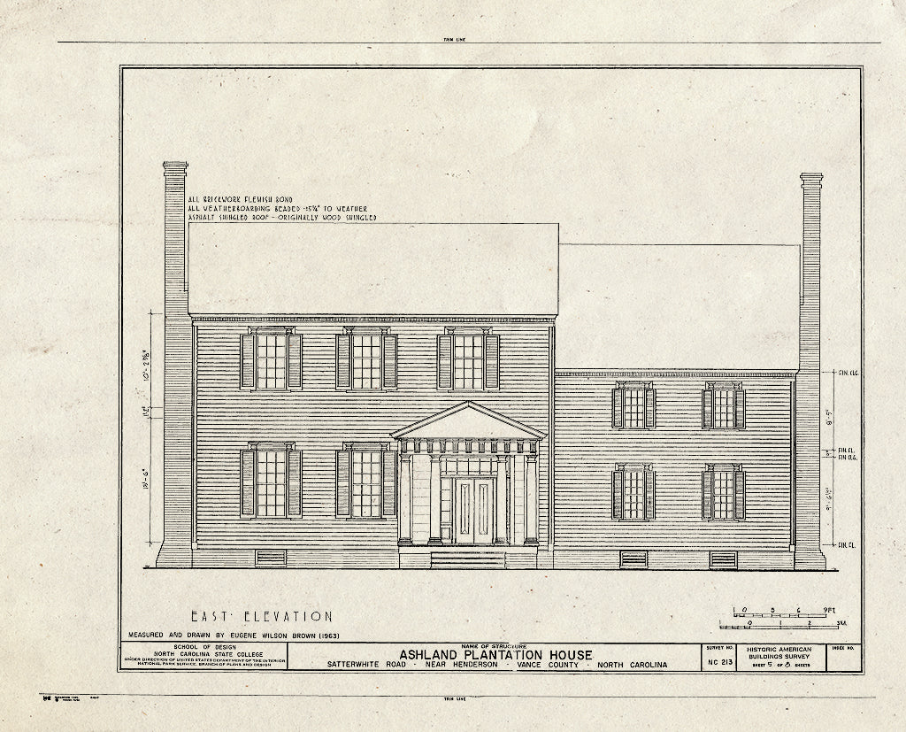 Historic Pictoric : Blueprint HABS NC,91-HEND.V,1- (Sheet 5 of 8) - As