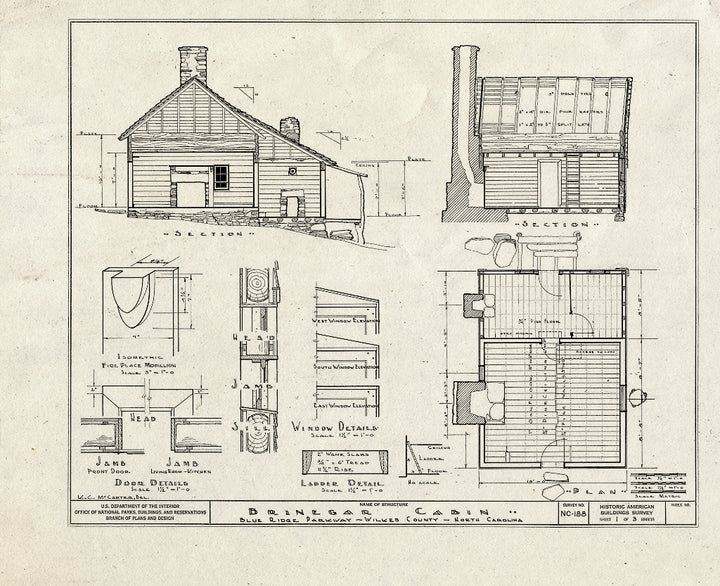 Historic Pictoric : Blueprint HABS NC,97-SPART.V,1- (Sheet 1 of 3) - B