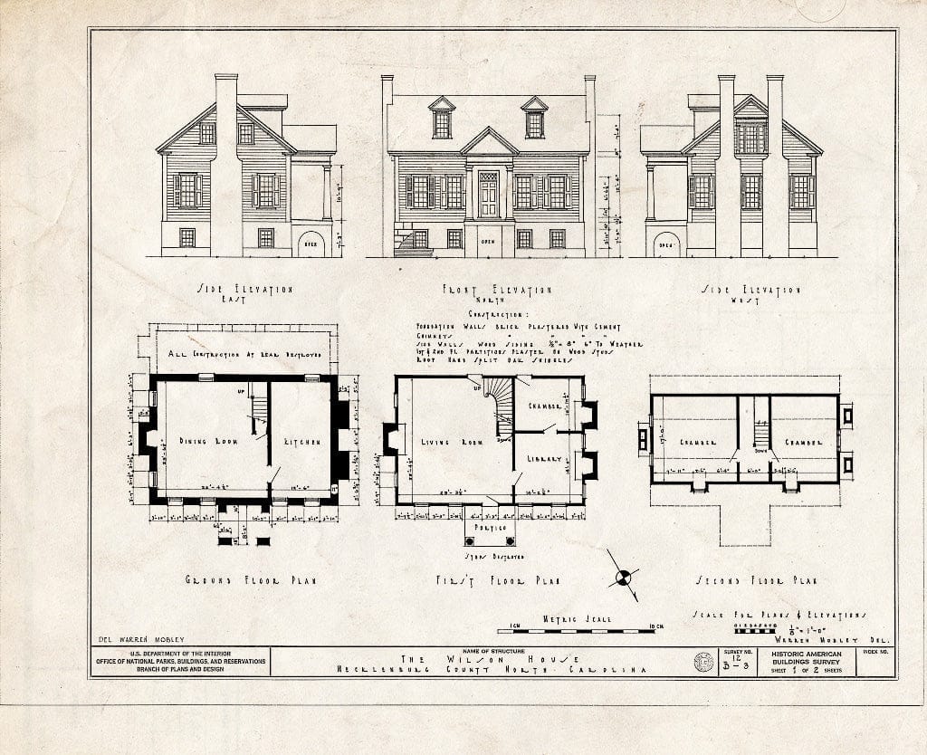 Historic Pictoric : Blueprint HABS NC,60-,2- (Sheet 1 of 2) - Wilson H