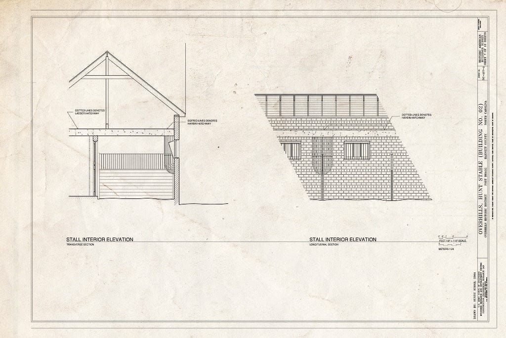 Historic Pictoric : Blueprint Stall Interior Elevations - Overhills, H