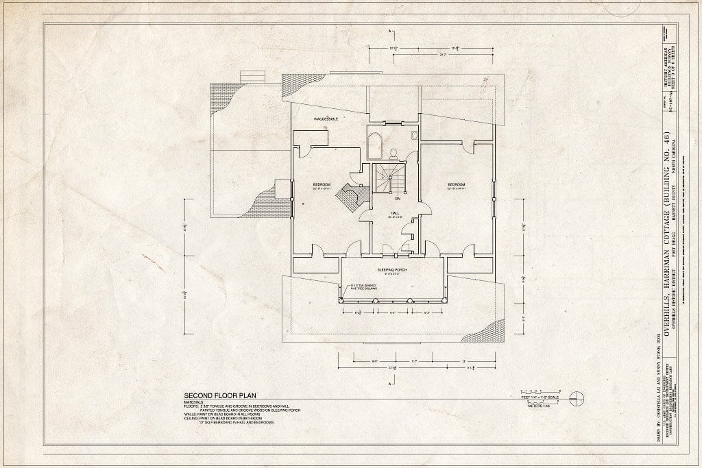 Historic Pictoric : Blueprint Second Floor Plan - Overhills, Harriman