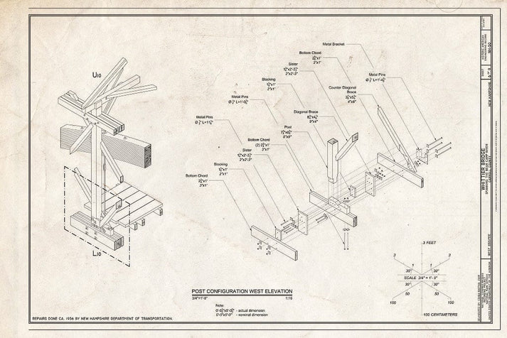 Historic Pictoric : Blueprint Post Configuration West Elevation - Whit