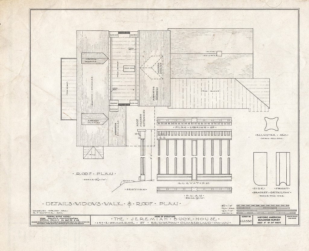 Historic Pictoric : Blueprint HABS NJ,6-BRIG,5- (Sheet 5 of 35) - Buck