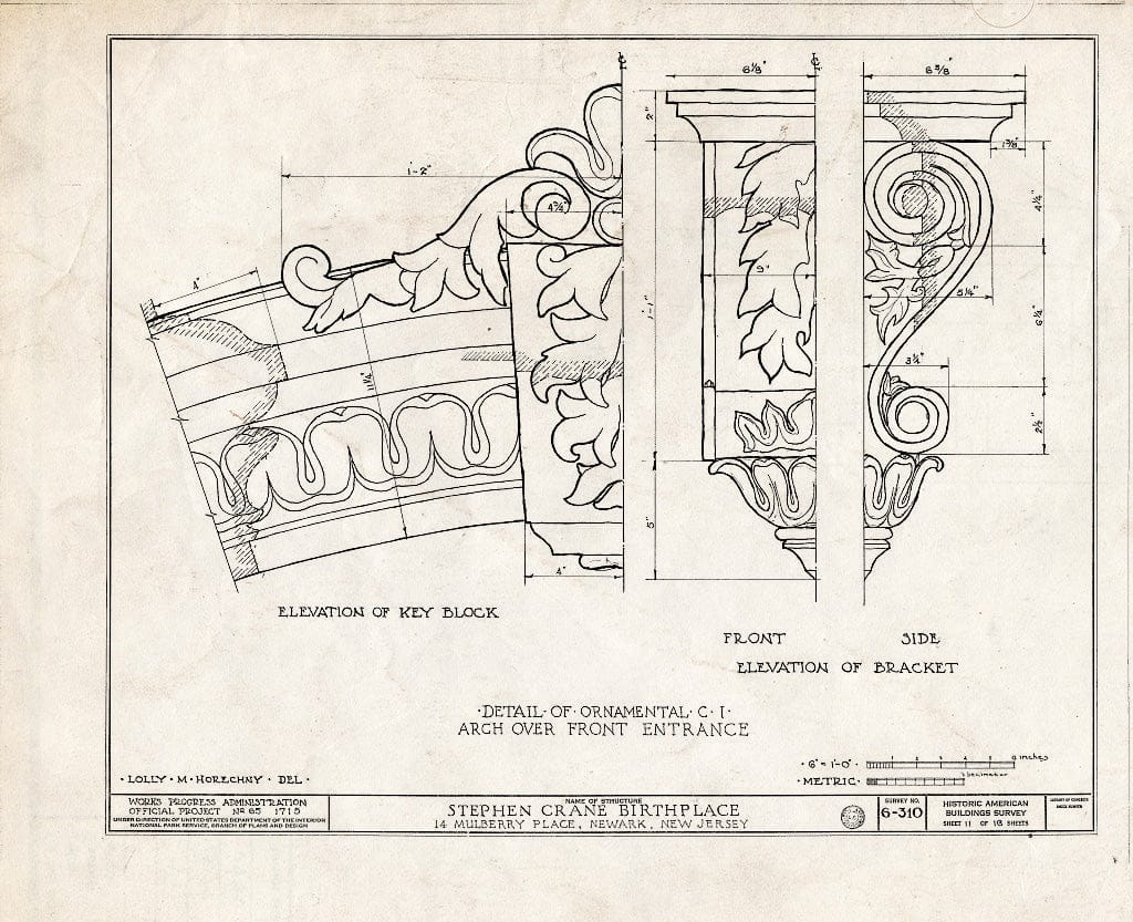 Historic Pictoric : Blueprint HABS NJ,7-NEARK,12- (Sheet 11 of 16) - A