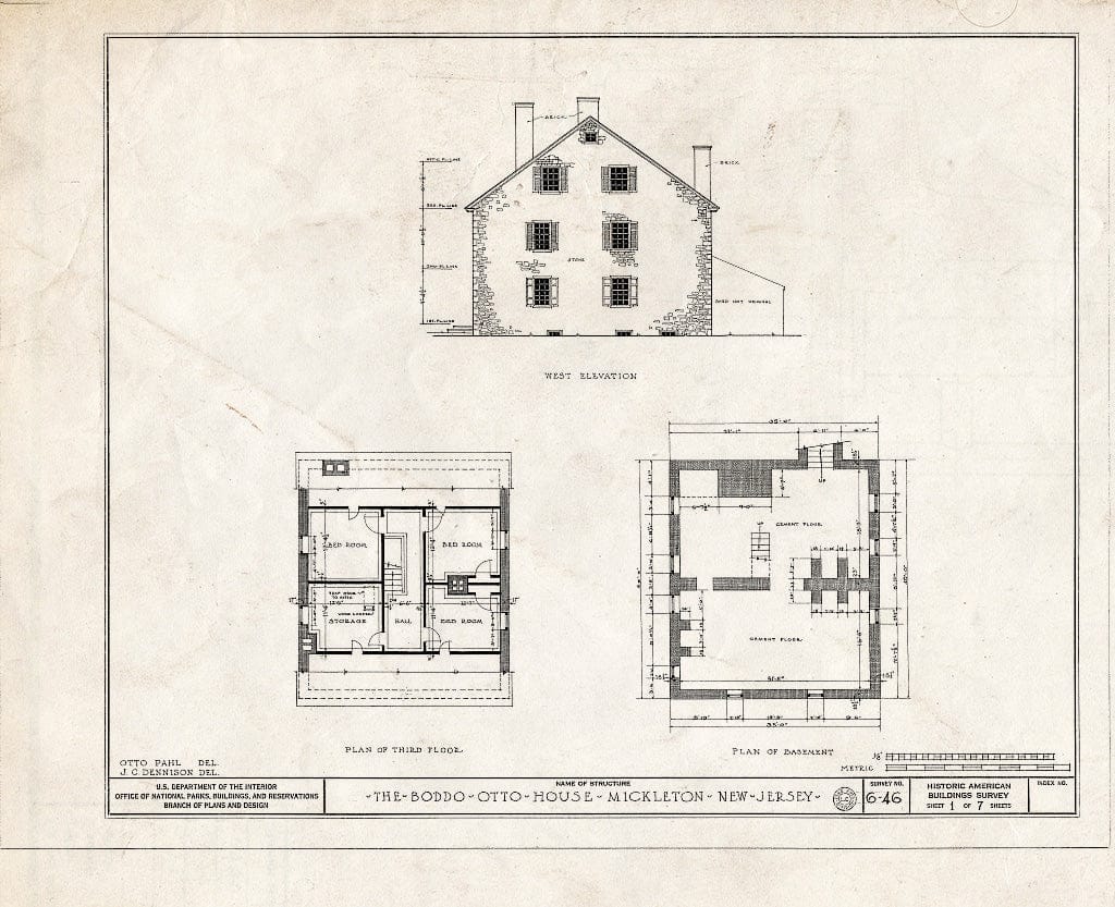Historic Pictoric : Blueprint HABS NJ,8-Mick,1- (Sheet 1 of 7) - Otto ...