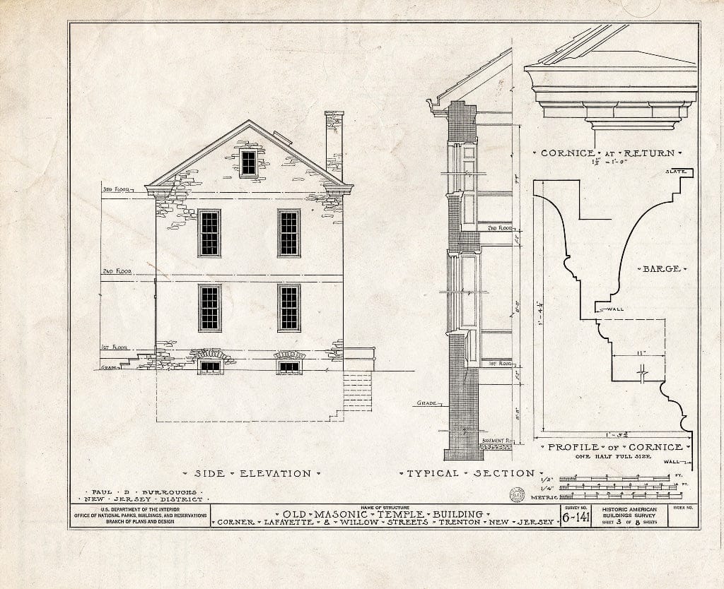 Historic Pictoric : Blueprint HABS NJ,11-Tret,5- (Sheet 3 of 8) - Old ...