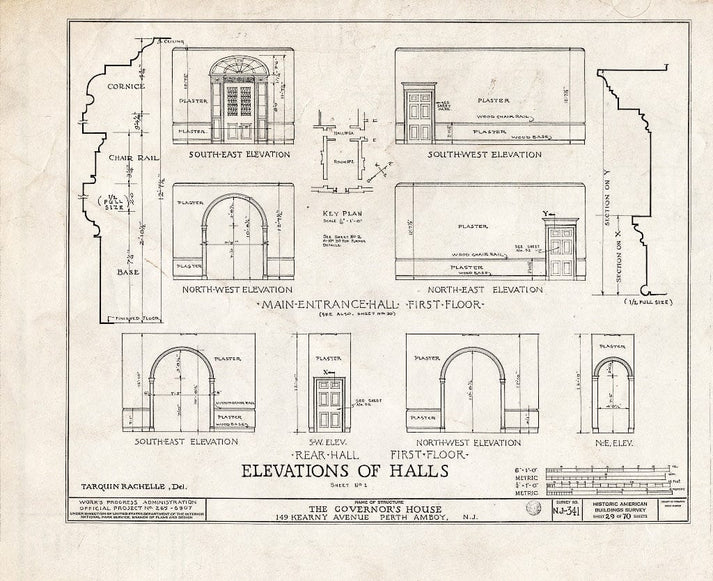 Historic Pictoric : Blueprint Elevations of Halls, Sheet No. 1 ...