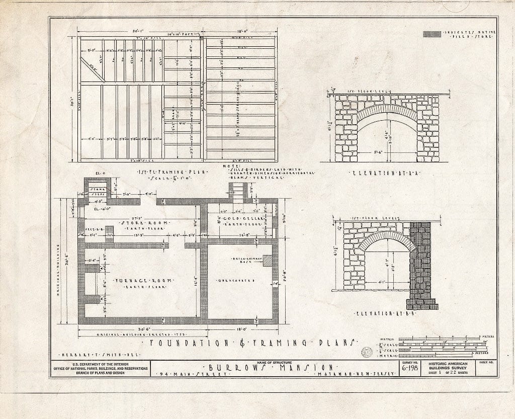 Historic Pictoric : Blueprint HABS NJ,13-MAT,1- (Sheet 1 of 22 ...