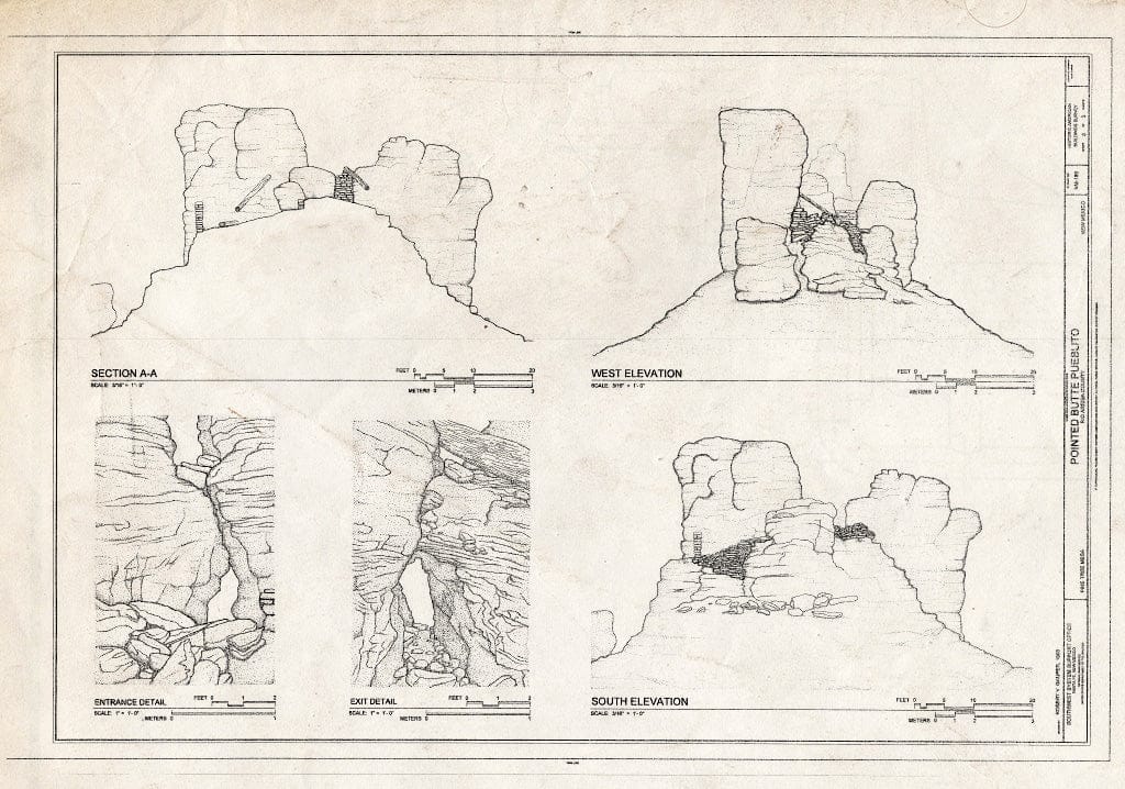 Historic Pictoric : Blueprint South and west elevations, Section, and ...