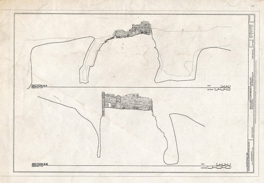 Historic Pictoric : Blueprint Sections - Boulder Fortress Pueblito, Crow Canyon, Dulce, Rio ...
