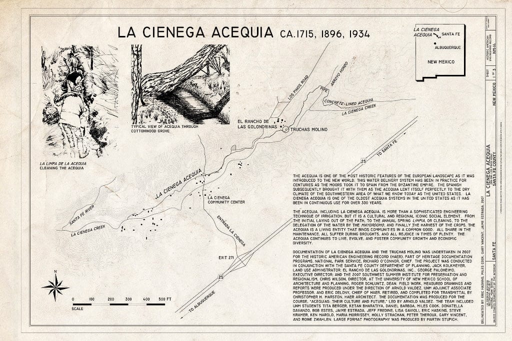 Historic Pictoric : Blueprint Title Page, Site Map - La Cienega Acequia ...
