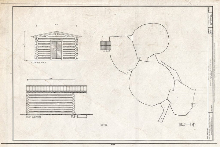 Historic Pictoric : Blueprint South & west elevations of The tack shed ...