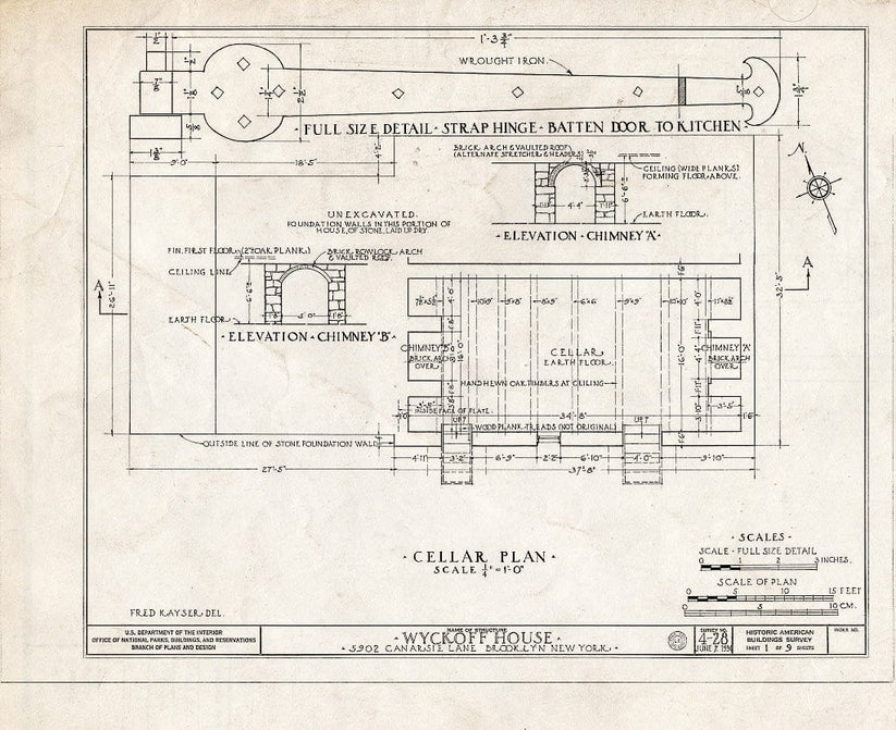Historic Pictoric : Blueprint HABS NY,24-Brok,32- (Sheet 1 of 9) - Peter Wyckoff House, 5902 ...