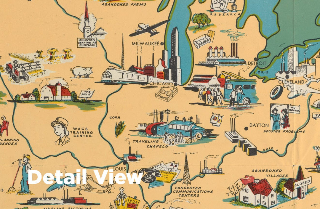 Historic Wall Map : Uprooted People Of The U.S.A. 1945 - Vintage Wall ...